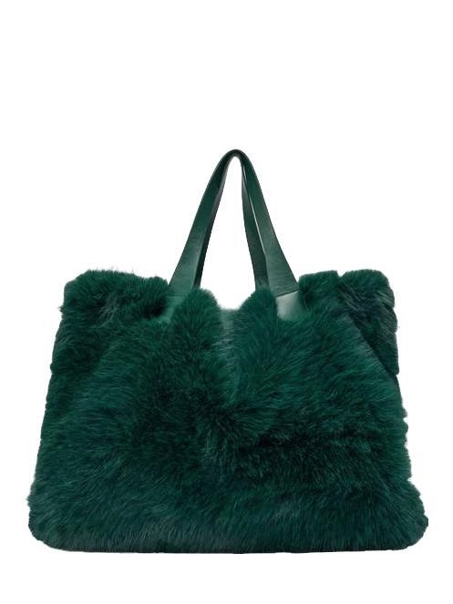 AZALEA WANG Confidante Faux Fur Handbag - Emerald