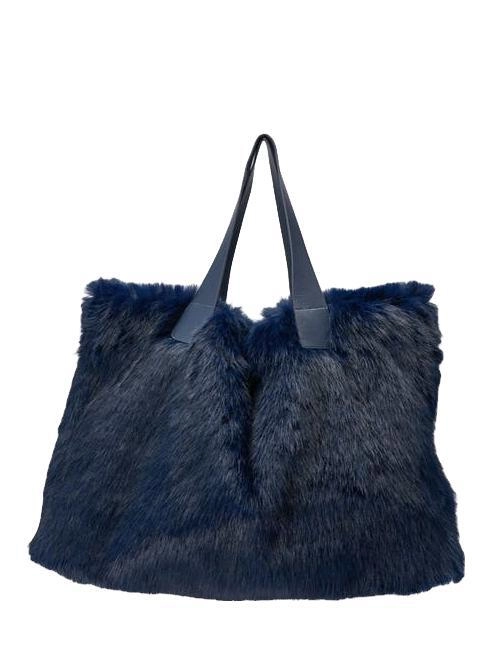 AZALEA WANG Confidante Faux Fur Handbag - Navy