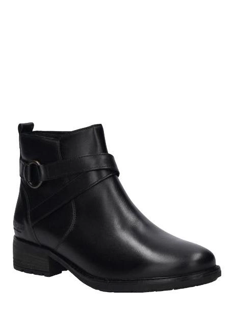 Josef Seibel Leather Bootie With Buckle Detail - Black