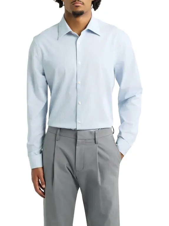 OPEN EDIT Slim Fit Dress Shirt - White Classic Stripe