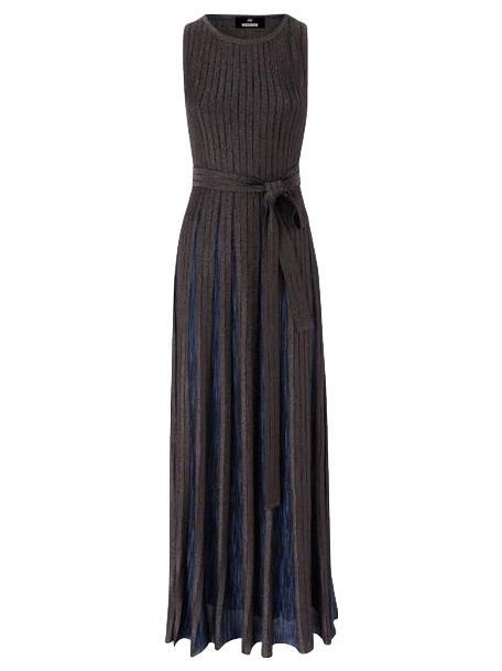 Missoni Long Sleeveless Belted Viscose Lamé Dress - Blue