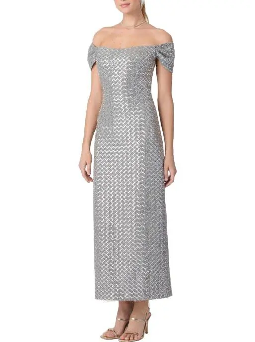 Shoshanna Sequin Embellished Wool Samantha Dress - Grey/silver