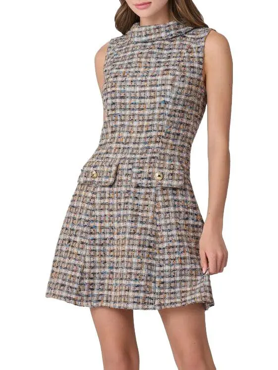 Shoshanna Shimmer Tweed A-line Dress - Beige Multi