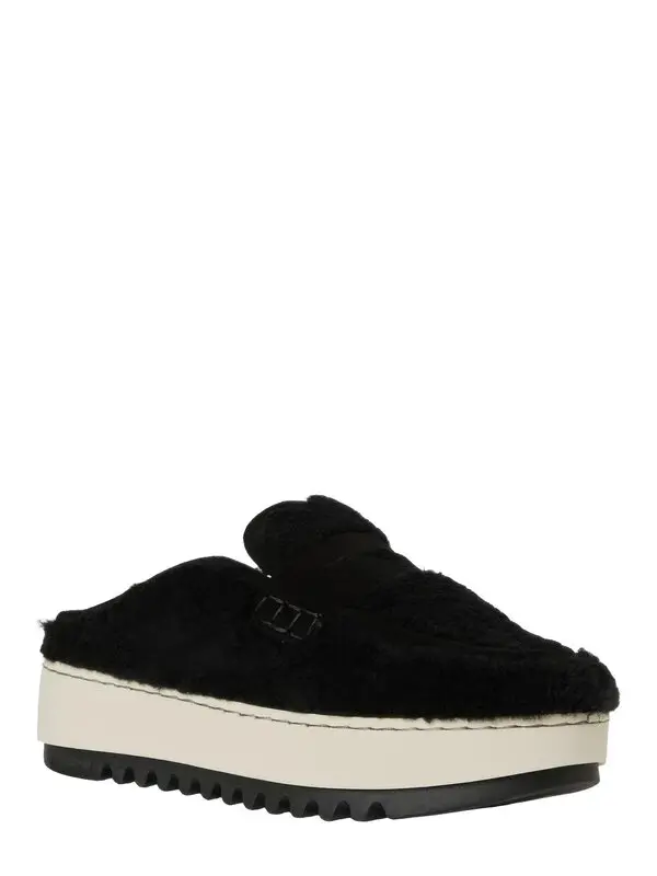 Aquatalia Amata Genuine Shearling Mule - Black/shearling