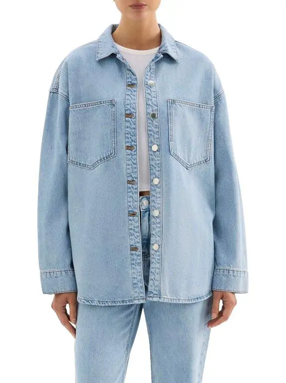 Nude Lucy Oversized Denim Shirt Jacket - Soft Blue