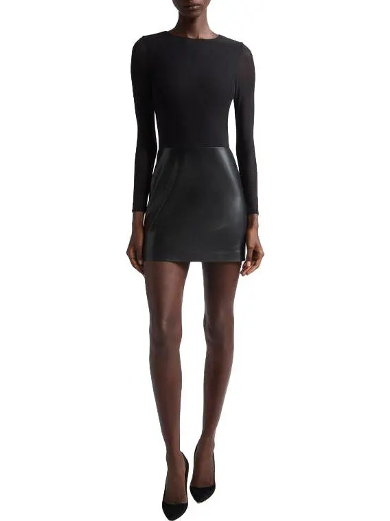 Alice + Olivia Sydney Faux Leather Mini Dress - Black
