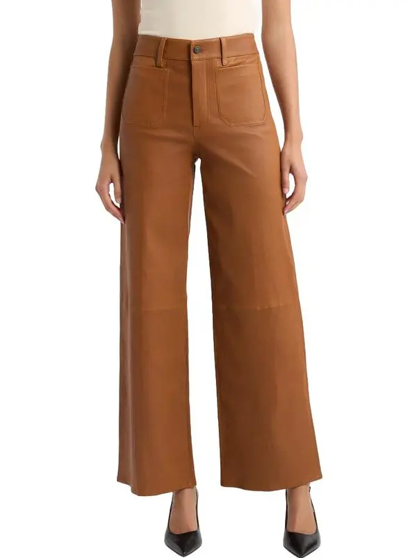 FRAME The Slim Palazzo Leather Pants - Camel