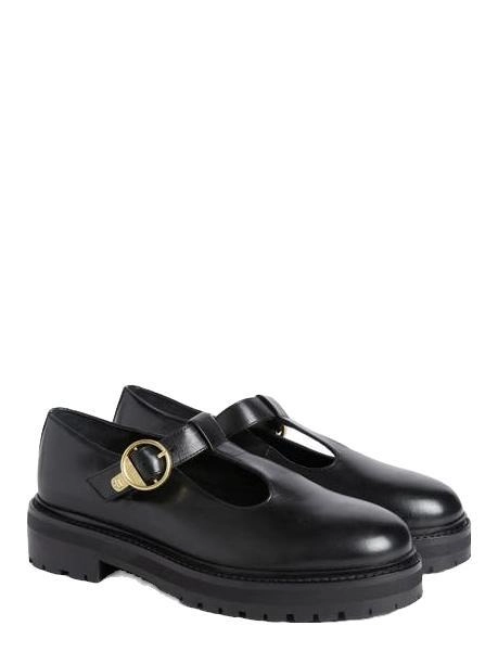 Barbour Ryton Leather Mary Jane Flat With Buckle - Black