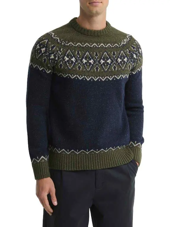 Barbour Tisbury Fair Isle Crewneck Sweater - Olive