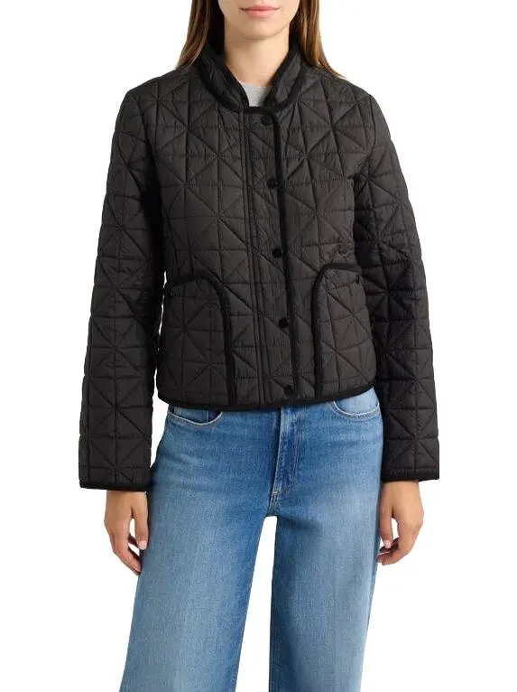 Bernardo Diamond Quilted Jacket With Mandarin Collar - Black