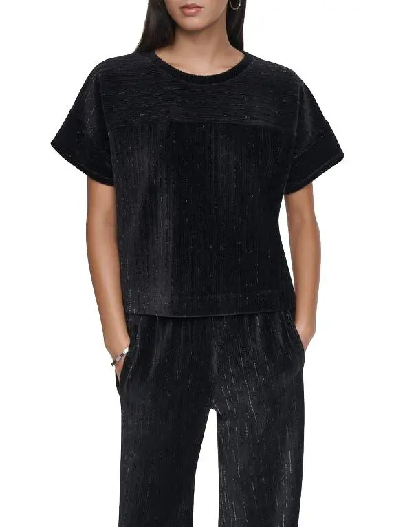 Dkny Metallic Velvet T-shirt - Black