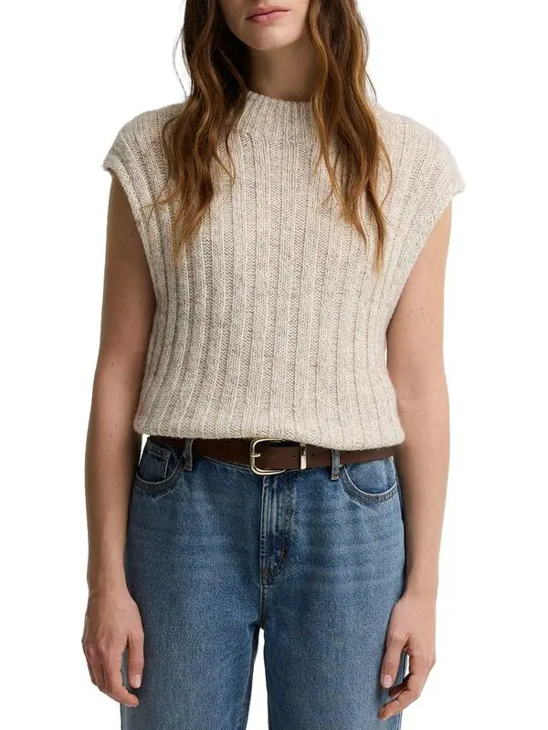 Barbour Anastasia Ribbed Mock Neck Sweater Vest - Cloud Multi