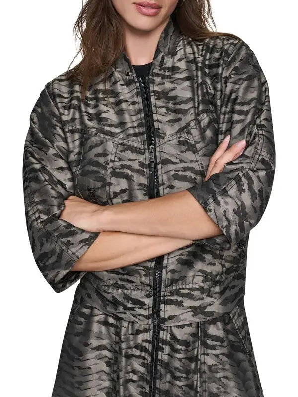 Dkny Animal Jacquard Bomber Jacket - Putty