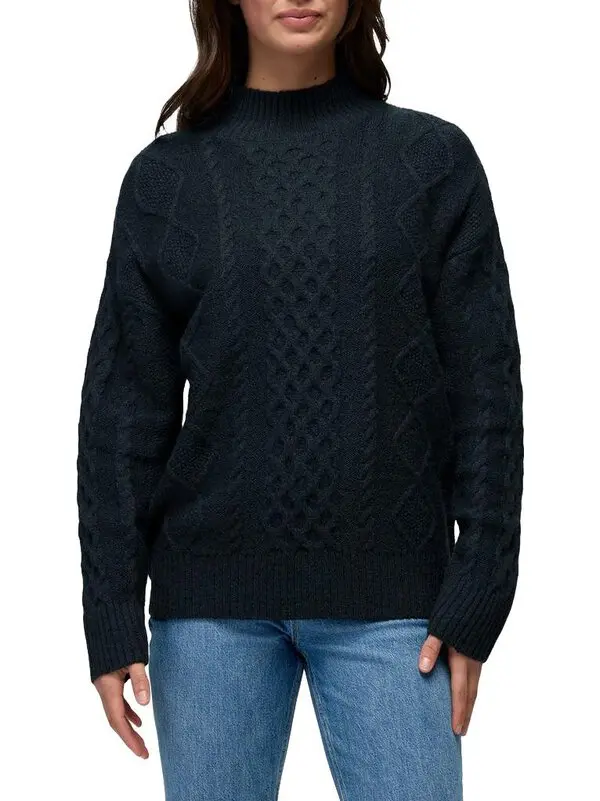 Prana Amber Mountain Cable Knit Mock Neck Sweater - Nautical