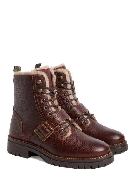Barbour Pendle Leather Buckled Lug Sole Boots - Brown