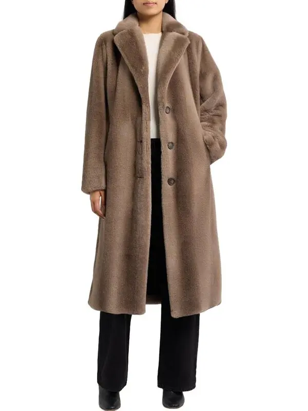 Bernardo Long Faux Fur Jacket - Grey