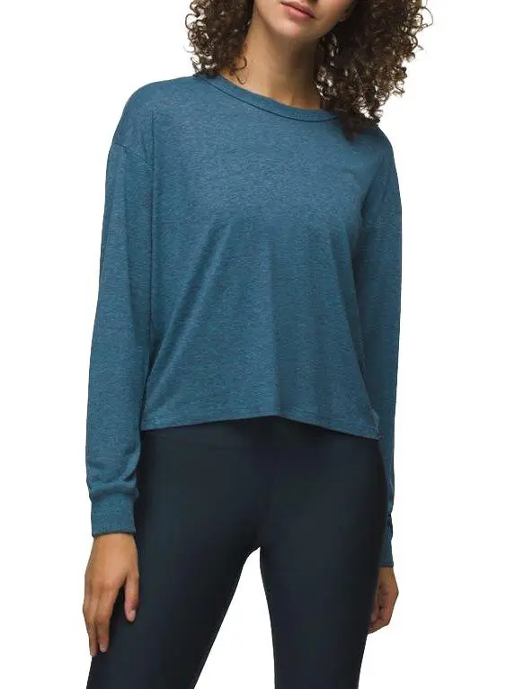 Prana Cozy Up Crewneck Long Sleeve T-shirt With Drop Shoulder - Root Green