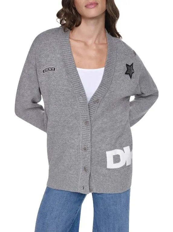 Dkny Textured Patches Cardigan - Feather He