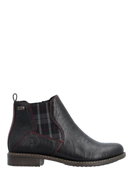 RIEKER Ornella 60 Leather Ankle Bootie - Schwarz/wine