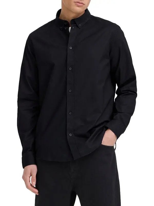 !SOLID Val Stretch Cotton Button-down Shirt - Black