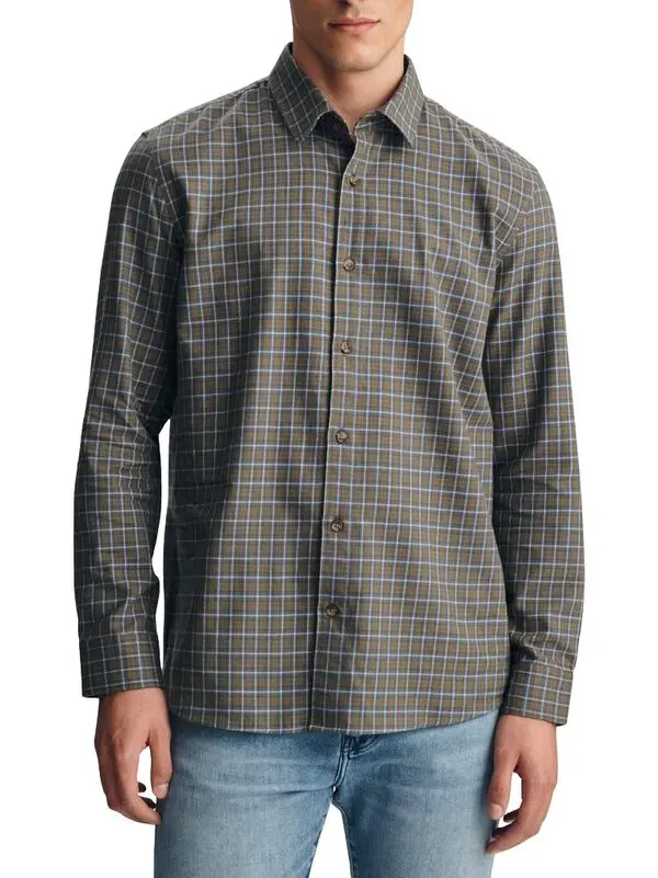 MAVI Plaid Cotton Button-up Shirt - Khaki