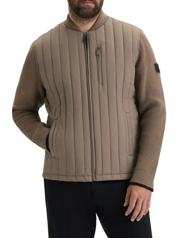 Hunter Kindale Quilted Jacket With Sweater Sleeves - Driftwood