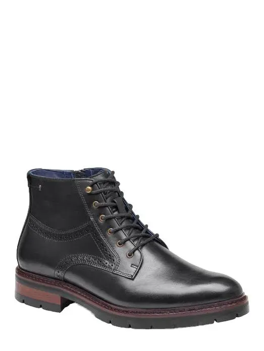 Johnston & Murphy Cade Plain Toe Zip Up Boot - Black Hand-finished Full Grain