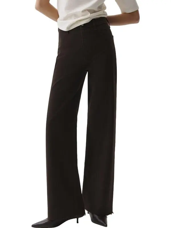 PISTOLA Penny High Waist Wide Leg Petite Jeans - Mocha