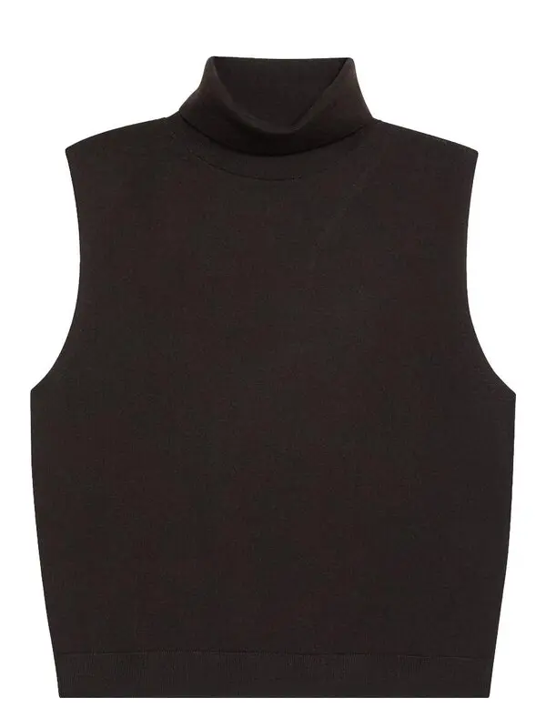 LESET James Merino Wool Sleeveless Turtleneck Sweater - Chocolate