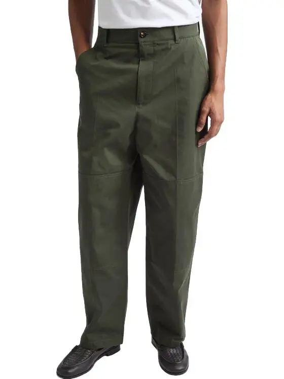 Bottega Veneta Cotton Gabardine Wide-leg Trousers - Dark Juniper