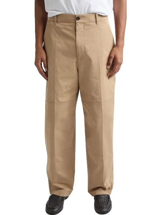 Bottega Veneta Cotton Gabardine Wide-leg Trousers - Hemp