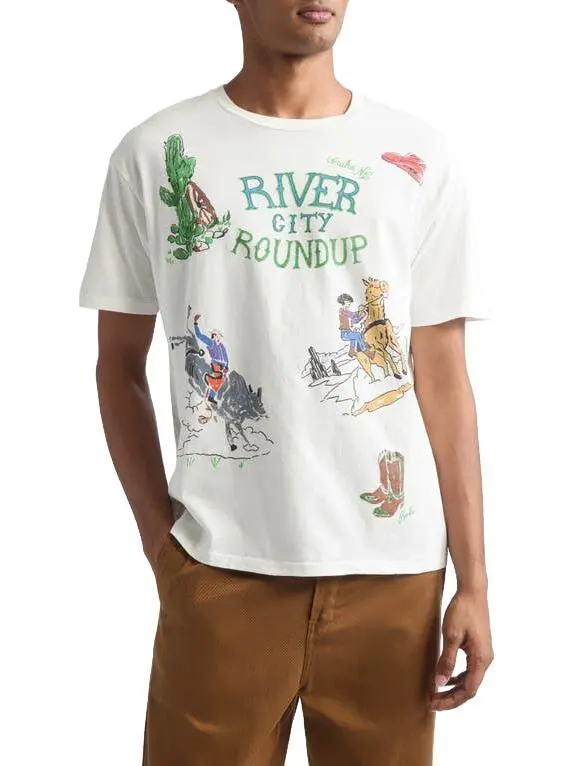 BODE River City Cotton Graphic T-shirt - Cream