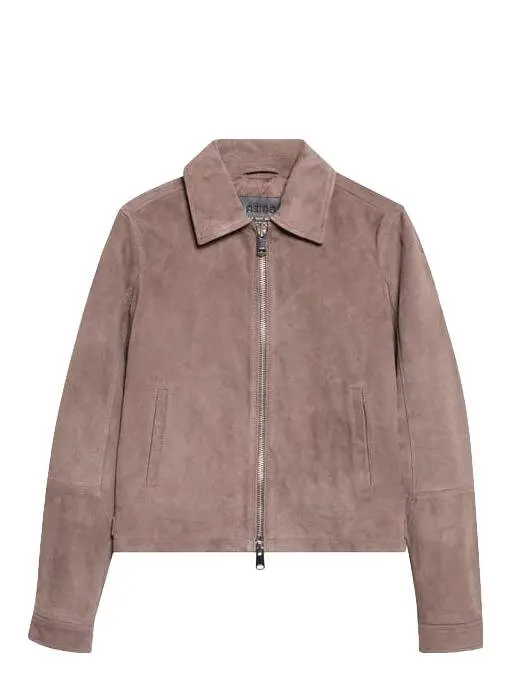 REISS Sorina Suede Jacket - Grey