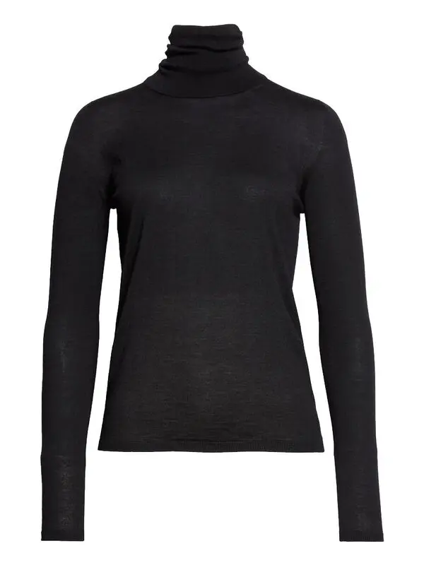 Max Mara Virgin Wool Turtleneck Sweater - Black