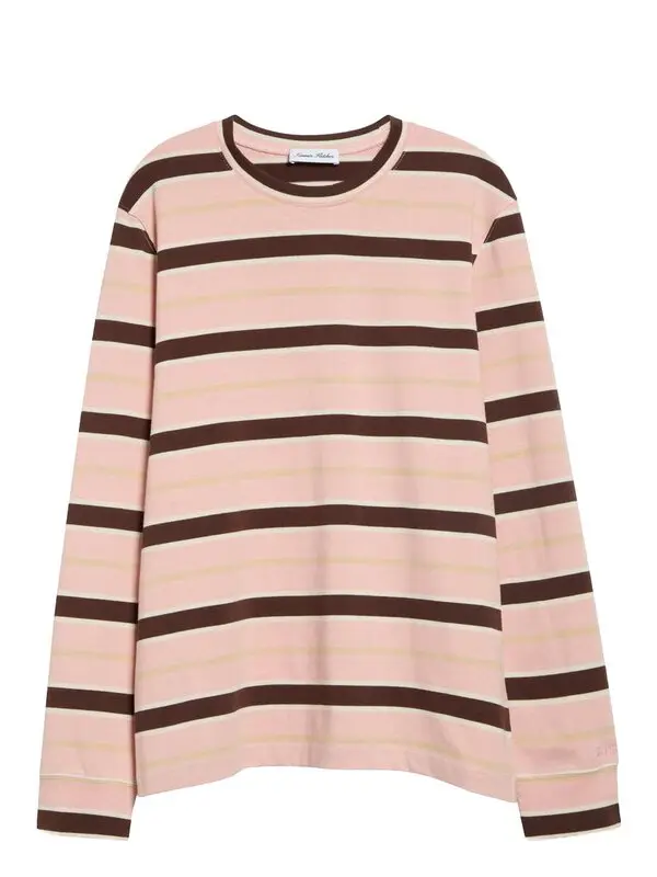 TANNER FLETCHER Flynn Stripe Long Sleeve Cotton T-shirt - Pink