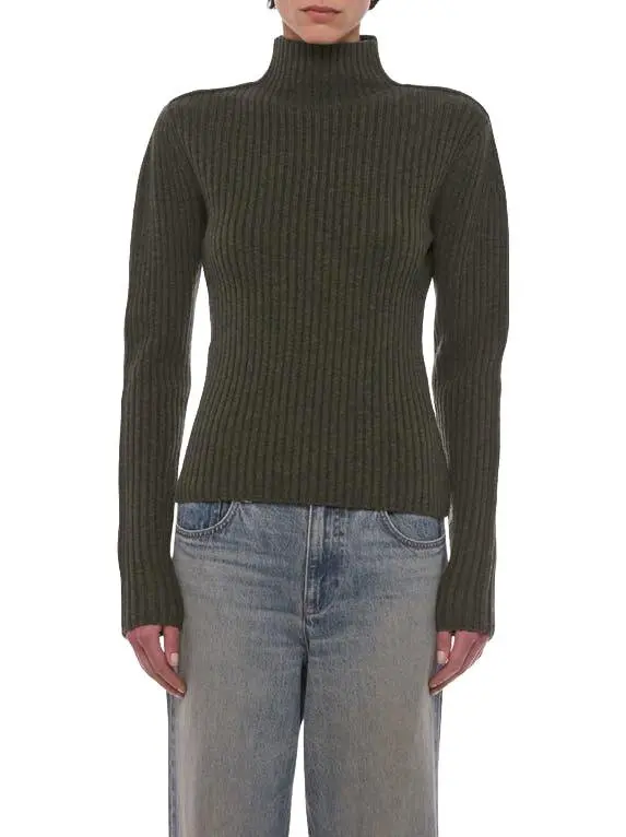 Helmut Lang Ribbed Mock Neck Sweater - Thyme