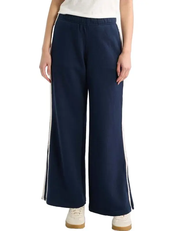 Marine Layer Cloud 9 Fleece Track Pants With Contrast Stripes - Twilight