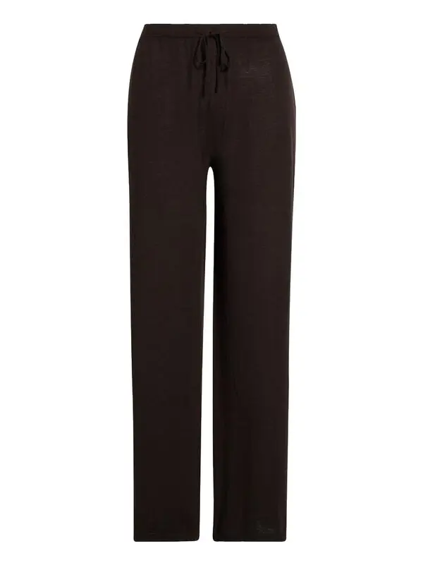 LESET James Merino Wool Wide Leg Drawstring Pants - Chocolate