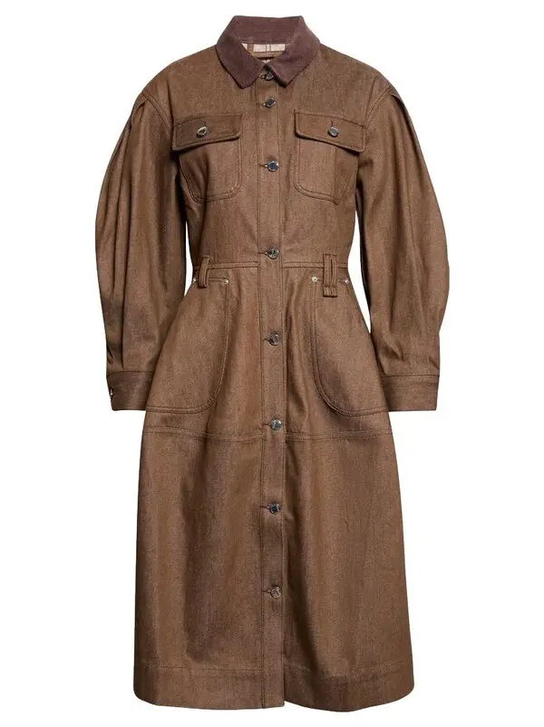 Simone Rocha Long Sleeve Denim Utility Dress - Tan