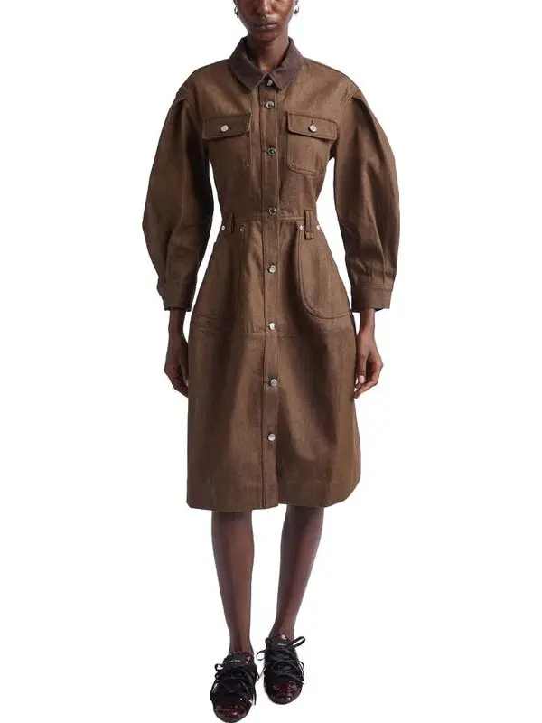 Simone Rocha Long Sleeve Denim Utility Dress - Tan