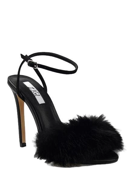 ZIGI Sharrise Faux Fur Stiletto Sandals - Blkse