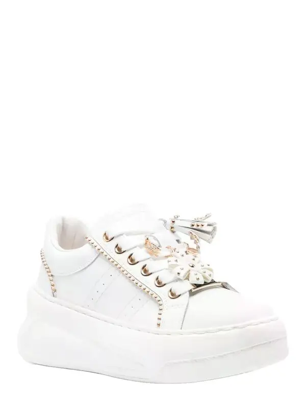 CULT Nirvana Stud-embellished Leather Sneakers - White