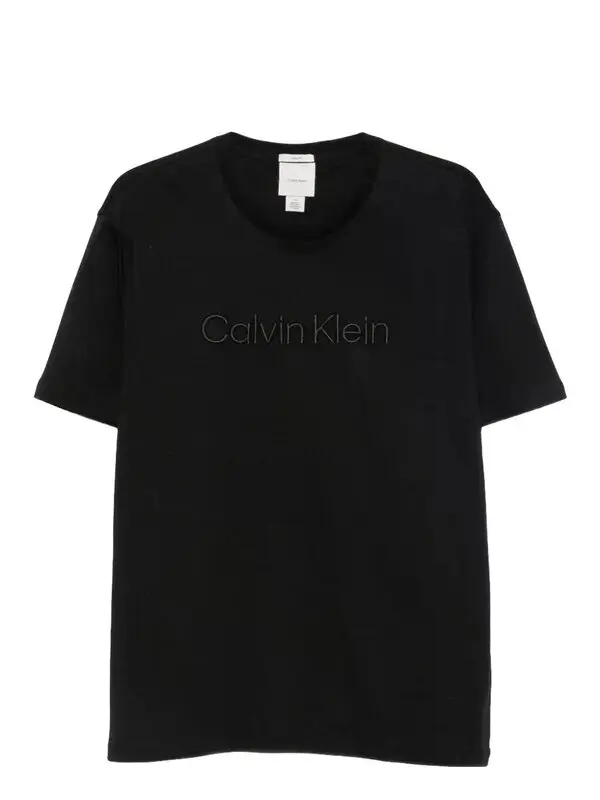 Calvin Klein Logo-embroidered T-shirt - Black