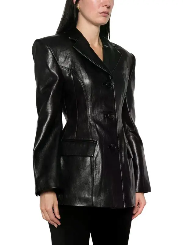 LA PISCINE Structured Shoulder Blazer - Black