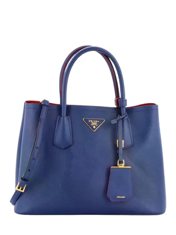 Prada Double Saffiano Leather Medium Tote Bag - Blue