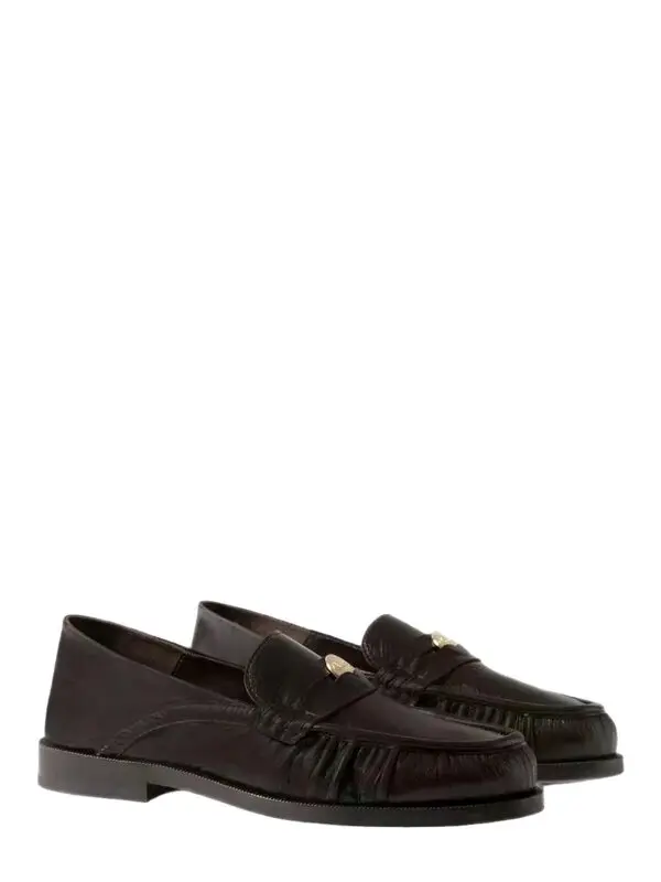 Claudie Pierlot Logo-plaque Gathered Loafers - Brown