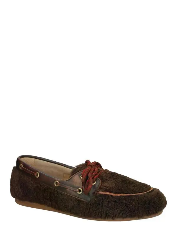 POSA Shearling-effect Lace-up Loafers - Brown