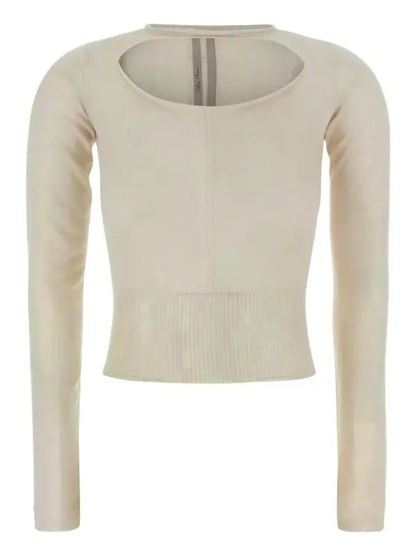 Rick Owens Cut-out Ribbed-hem Sweater - Neutrals