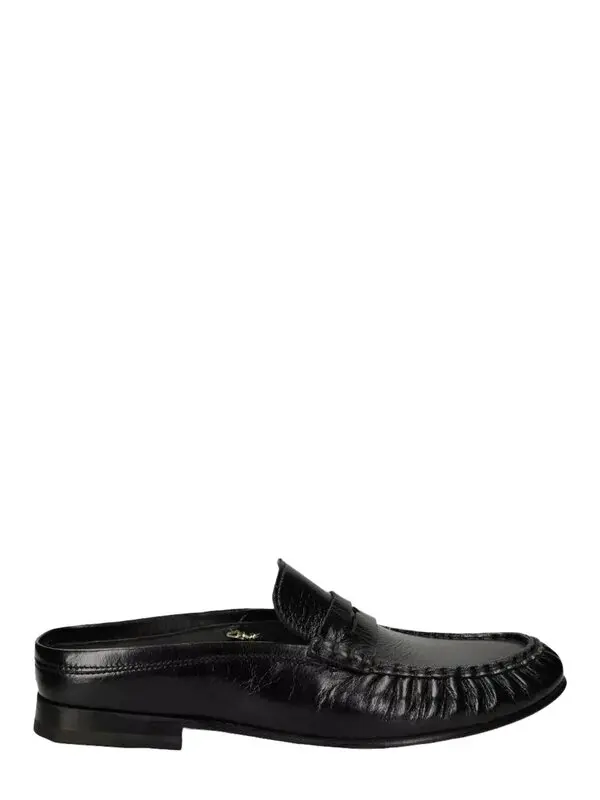 POSA Crinkled-effect Backless Loafers - Black