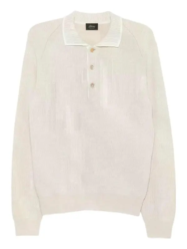 Brioni Button-up Collar Sweater - Neutrals
